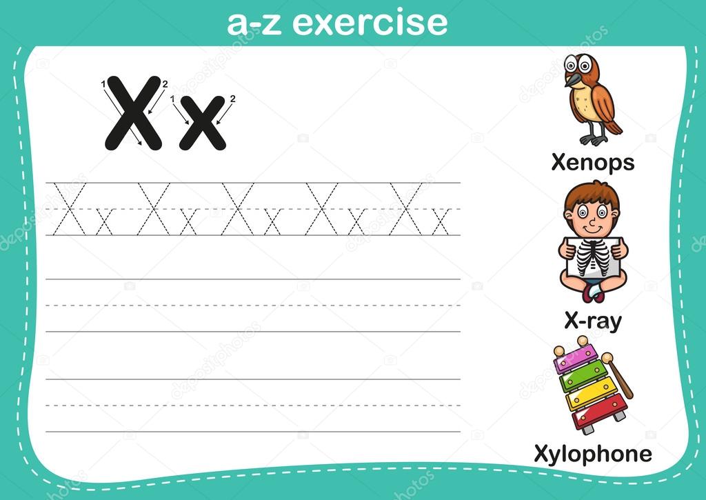 Alphabet a-z exercise with cartoon vocabulary illustration Stock Vector ...