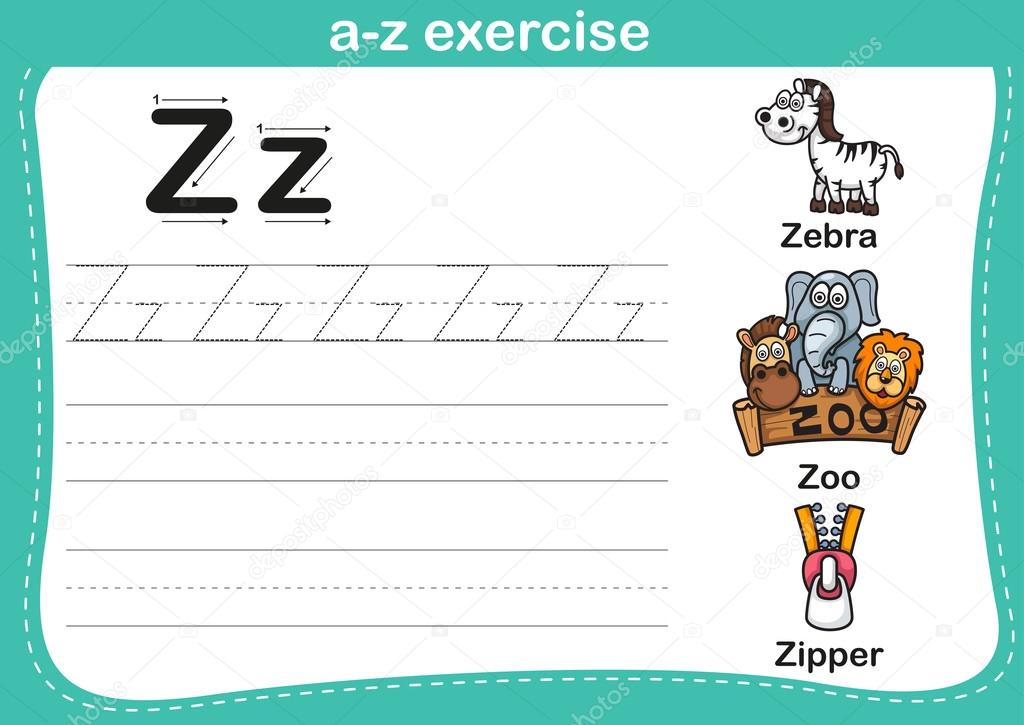 Alfabeto a-z ejercicio con ilustración de vocabulario de dibujos ...