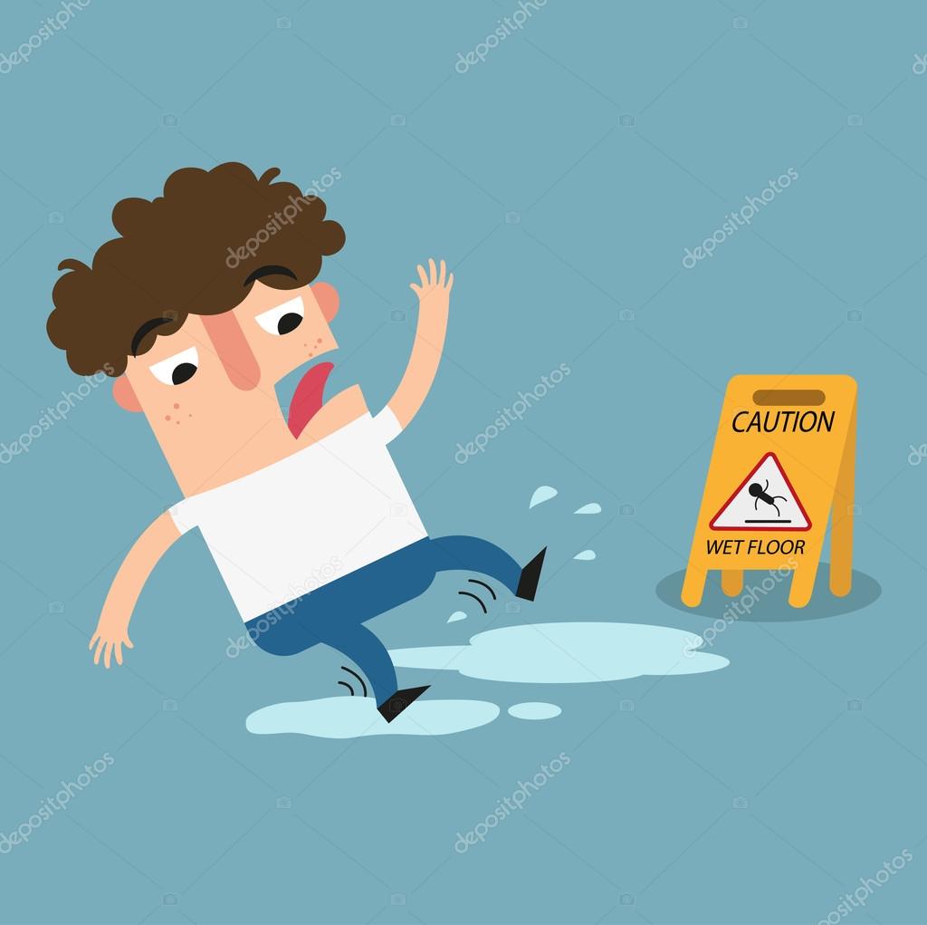 Wet floor caution sign.Danger of slipping isolated illustration Stock ...