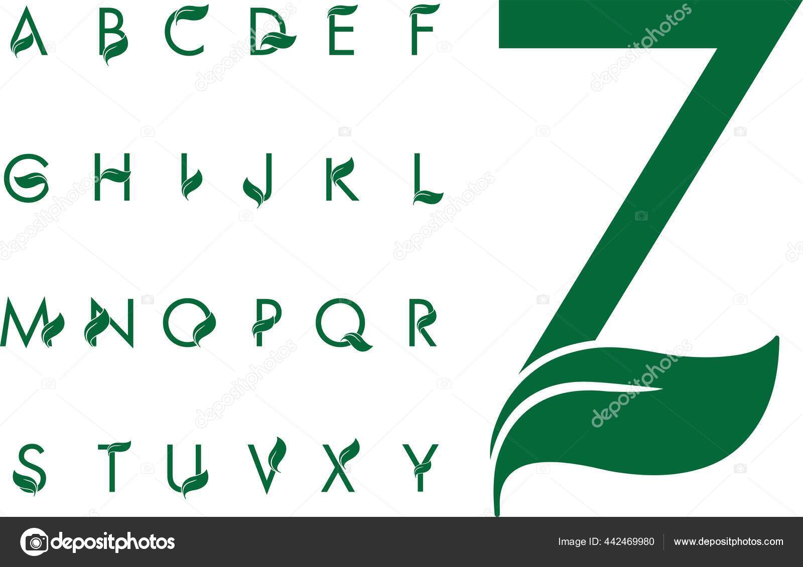 Vector Green Eco Letters Logo Leaves Ecological Font Initial Stock ...