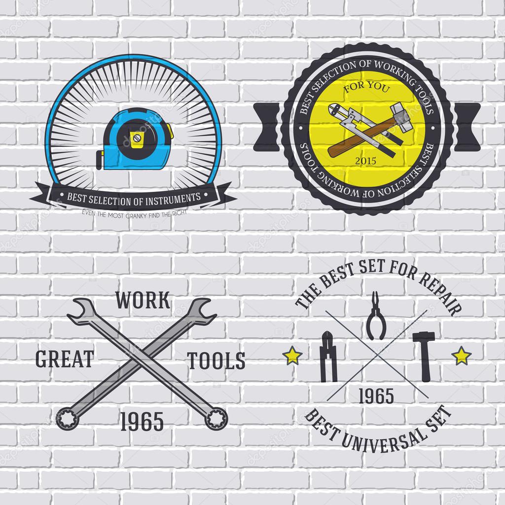 Work tools set label template of emblem element for your product or ...
