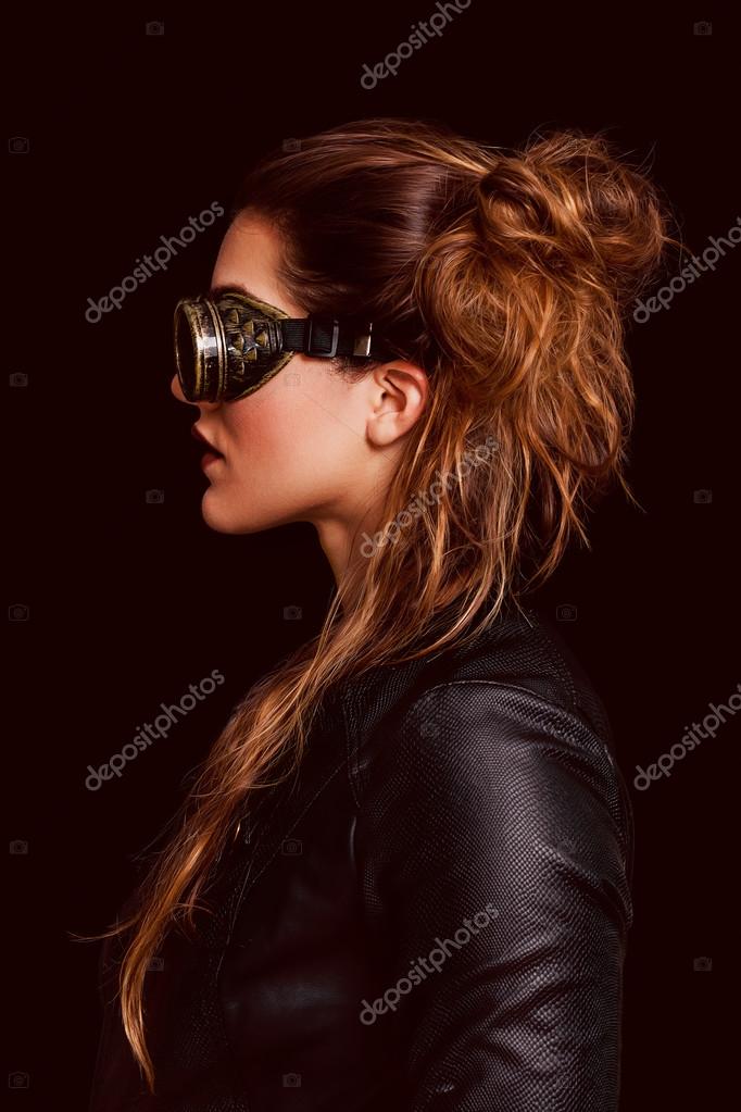Steampunk hair ideas | Beautiful steampunk woman profile portrait ...