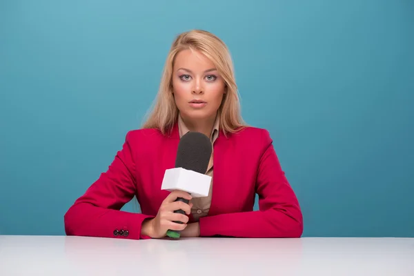 Very beautiful TV presenter — Stock Photo © yacobchuk1 #55240425