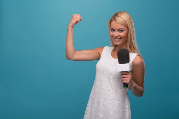 Very beautiful TV presenter Stock Photo by ©yacobchuk1 55394315