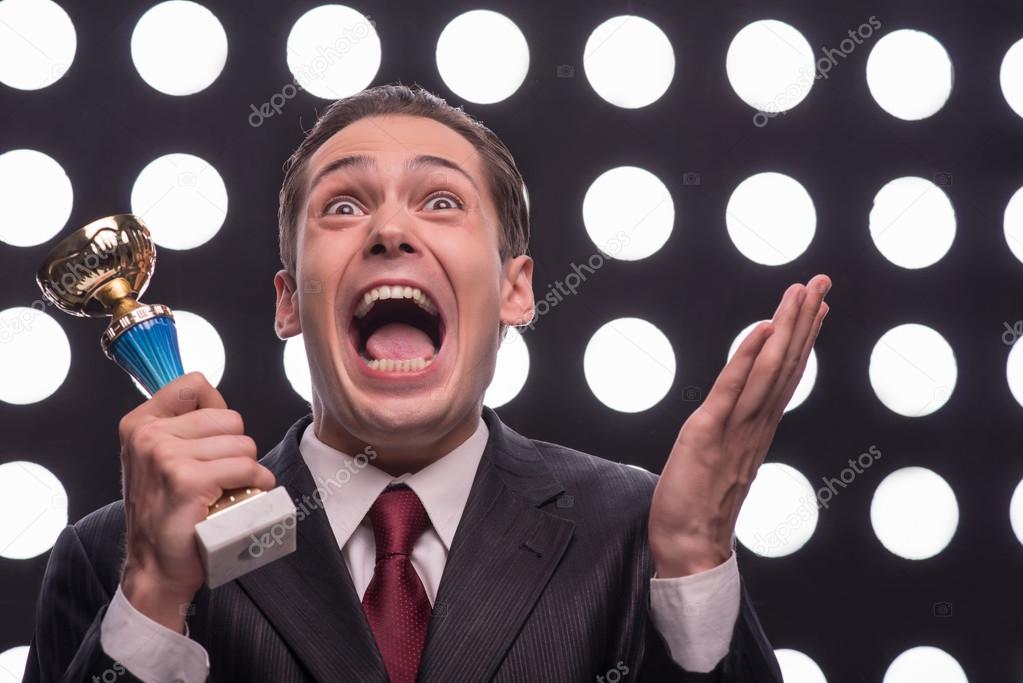 Attractive star TV presenter — Stock Photo © yacobchuk1 #55535357