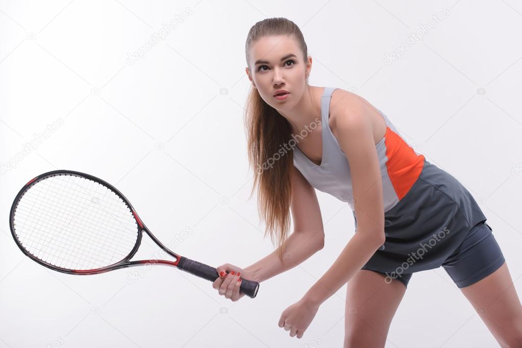 Tennis woman player with racket Stock Photo by ©yacobchuk1 63259675