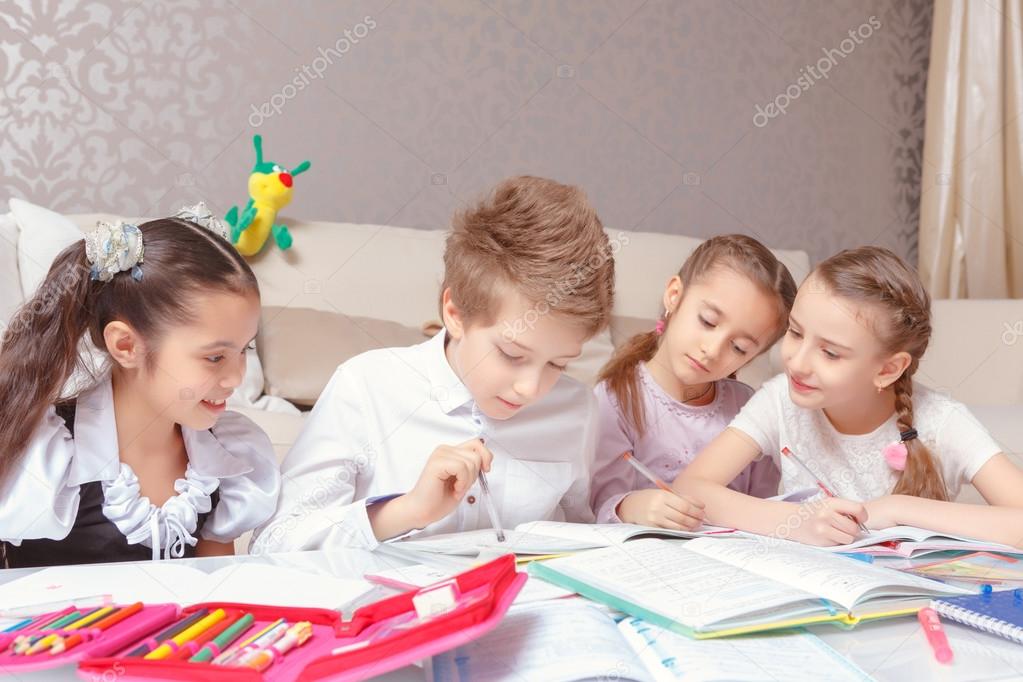 School kids study at home — Stock Photo © yacobchuk1 #69518635