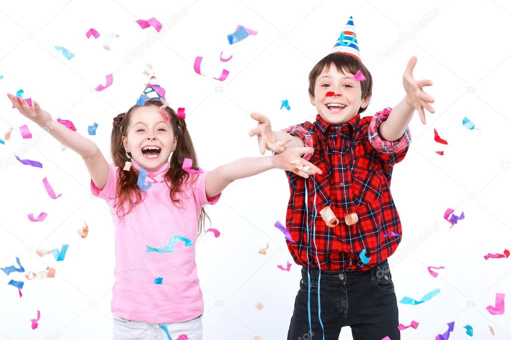 Brother and sister having fun at the party Stock Photo by ©yacobchuk1 ...