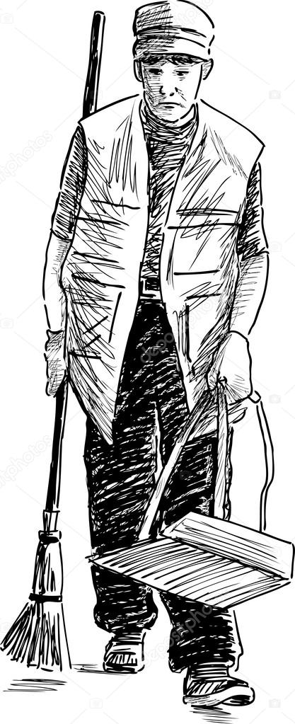 Sweeper Clipart Black And White