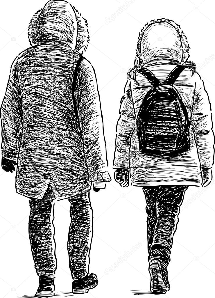 Couple On A Walk In A Winter Day Stock Illustration By ©chronicler101