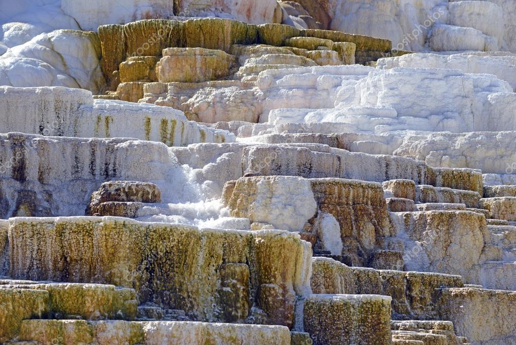 Travertine Terraces, Mammoth Hot Springs, Yellowstone — Stock Photo ...