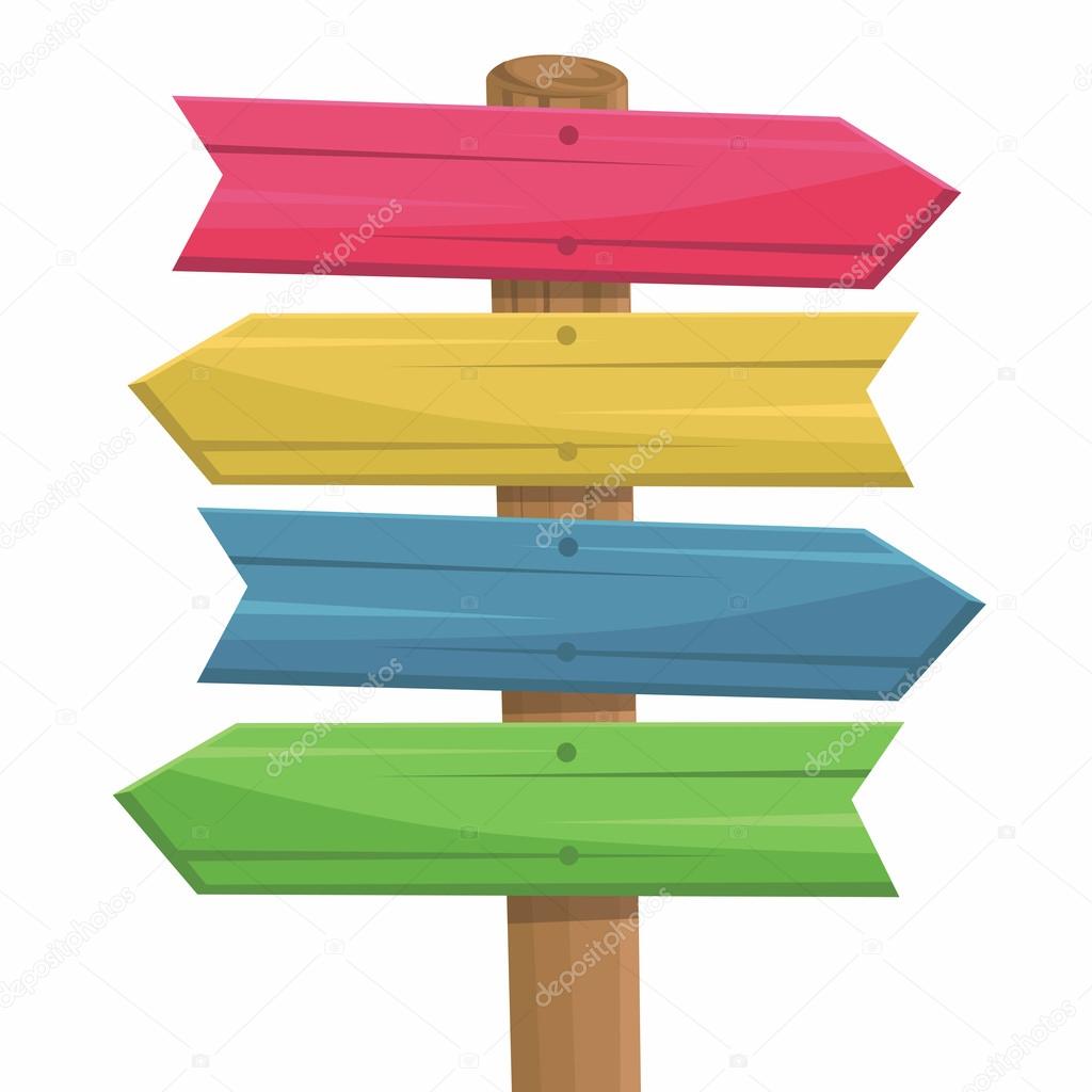 Ilustración vectorial de madera ruta signo color 2024