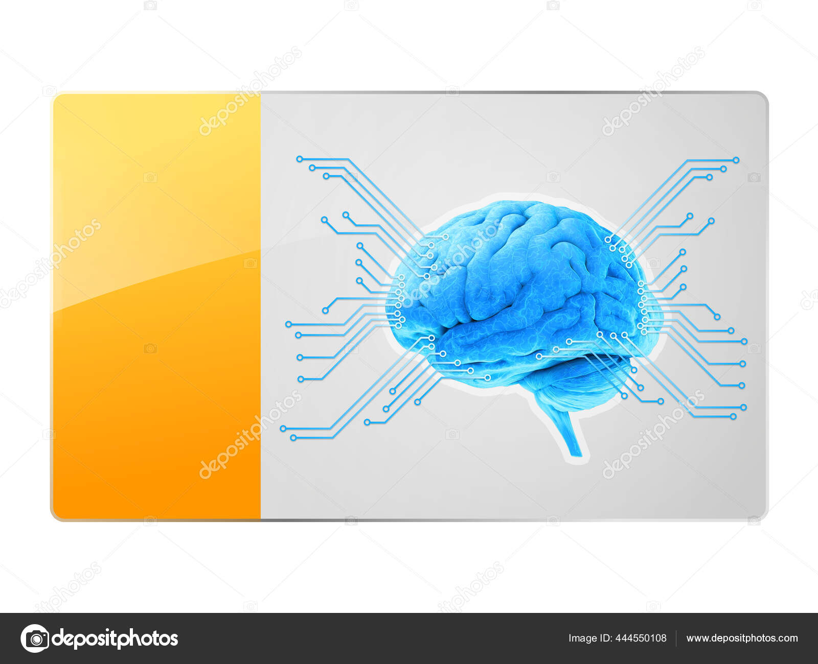 Digital Brain Symbol Button Creativity Novel Idea Science Technology ...