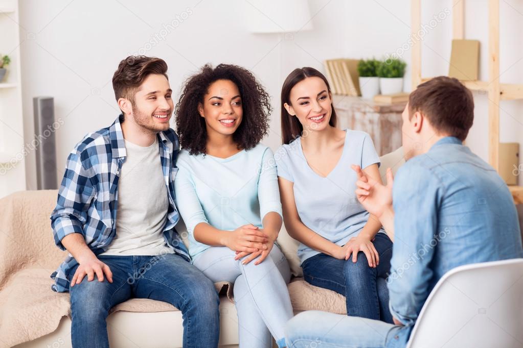 Nice friends talking — Stock Photo © Dmyrto_Z #106996320