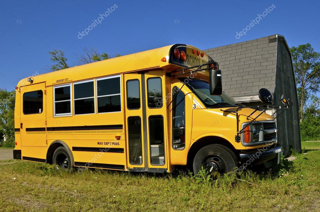 White Short School Bus
