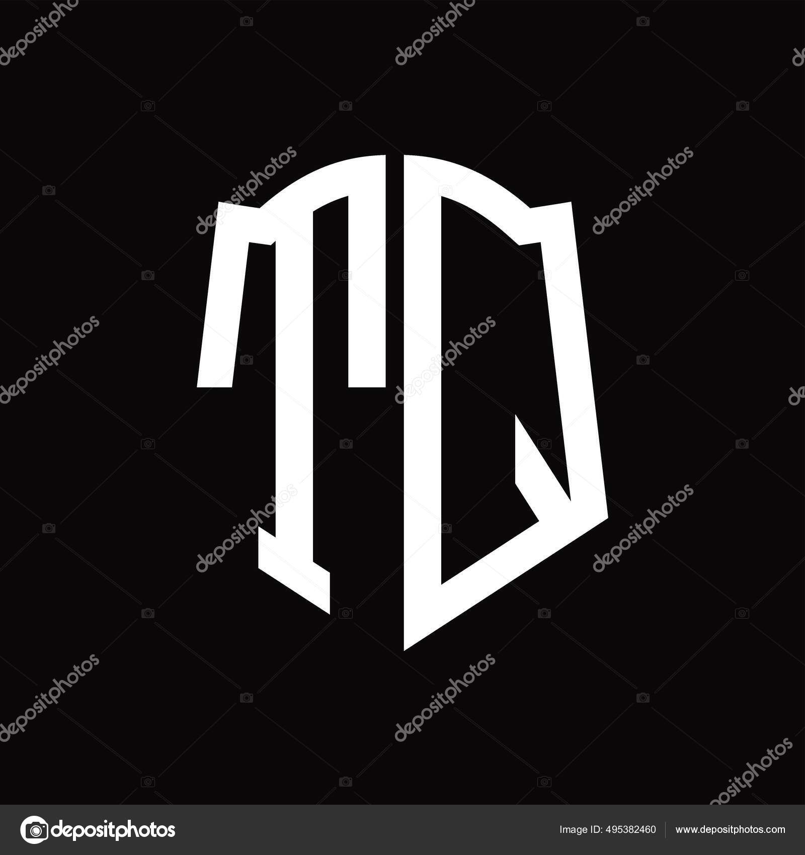 Logo Monogram Shield Shape Ribbon Black Background Design Template Stock Vector Image by ...