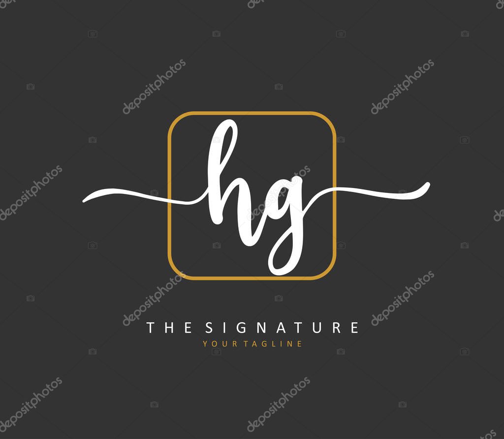 HG Letra inicial manuscrita y logotipo de firma. Un concepto de ...