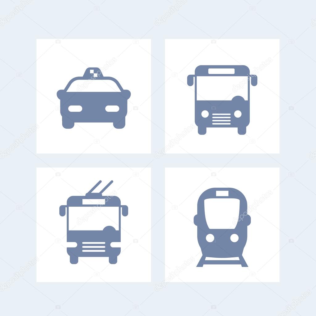 City transport icons, public transportation vector, bus icon, subway ...