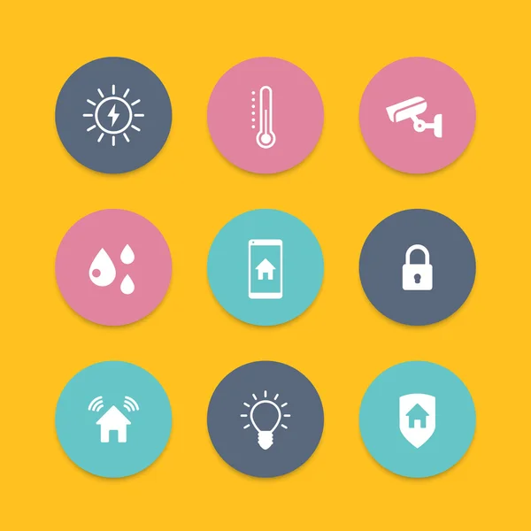 Smart house icons, cctv, security, signalling, light, temperature ...
