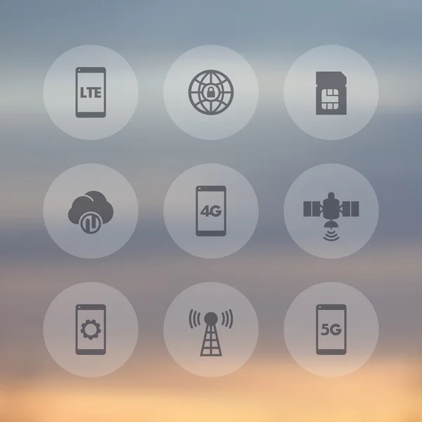 Wireless technology modern round icons, 4g network pictogram, mobile ...