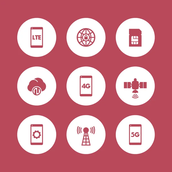 Wireless technology modern round icons, 4g network pictogram, mobile ...