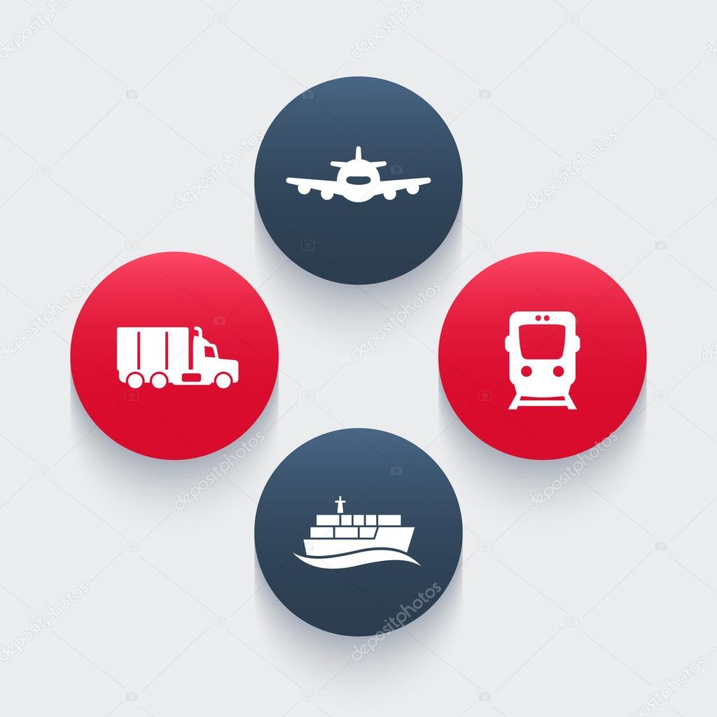Iconos de la industria del transporte, vector de tren de carga ...