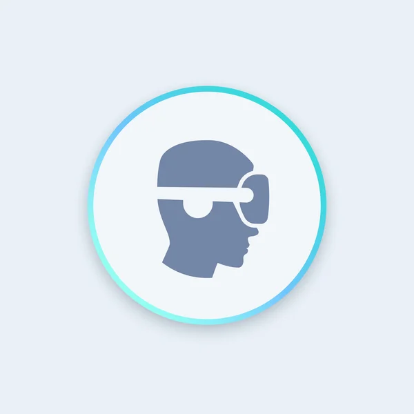 VR helmet icon, man in profile in virtual reality glasses, vr pictogram ...