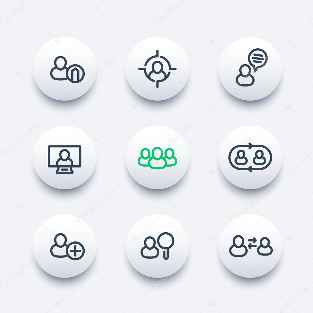 Human resources round modern icons, hrm, personnel management, staff ...