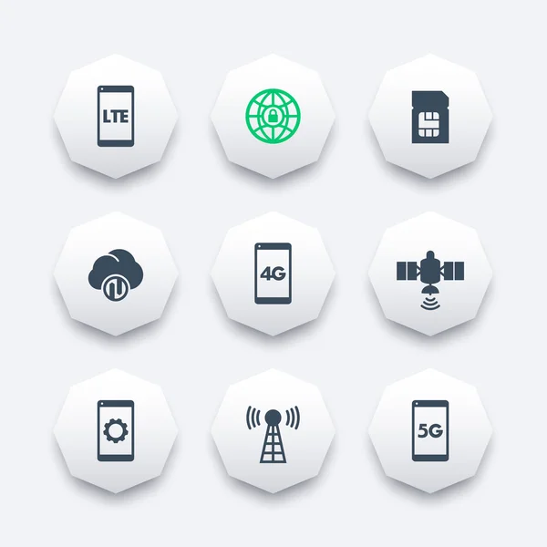 Wireless technology icons, 4g network pictogram, lte icon, mobile ...