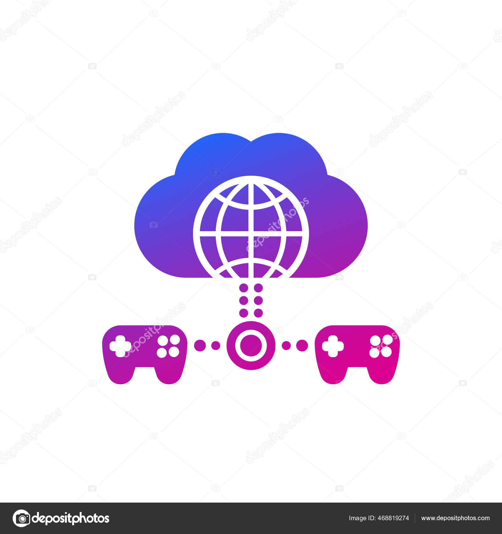 Cloud gaming icon with game controllers on white Stock Vector by ...