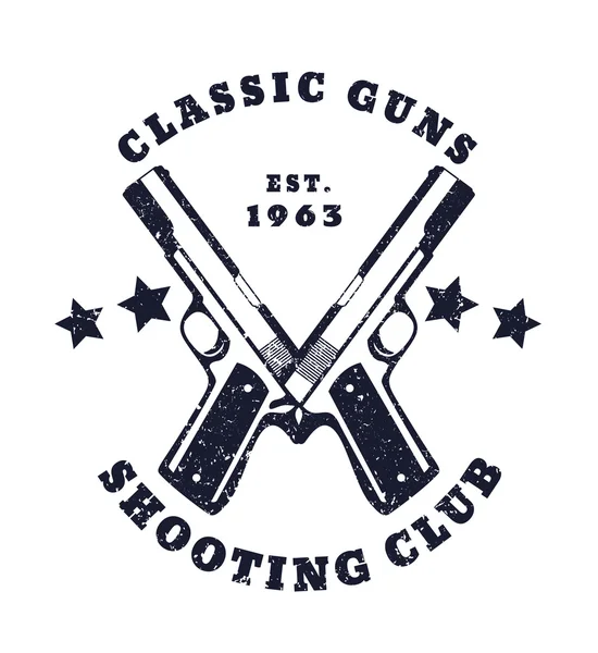 Classic Guns emblem, logo with crossed powerful pistols, guns, red ...