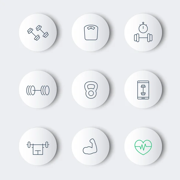 Line fitness, gym modern round icons Stock Vector Image by ©nexusby ...