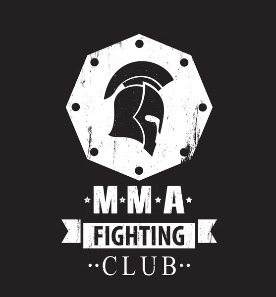 MMA Fighting Club grunge emblem with spartan helmet, t-shirt print ...