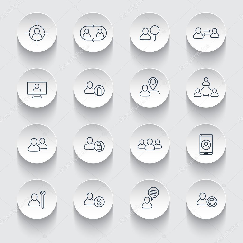 Personnel, Human resources, HR, staff rotation, line icons on round 3d ...