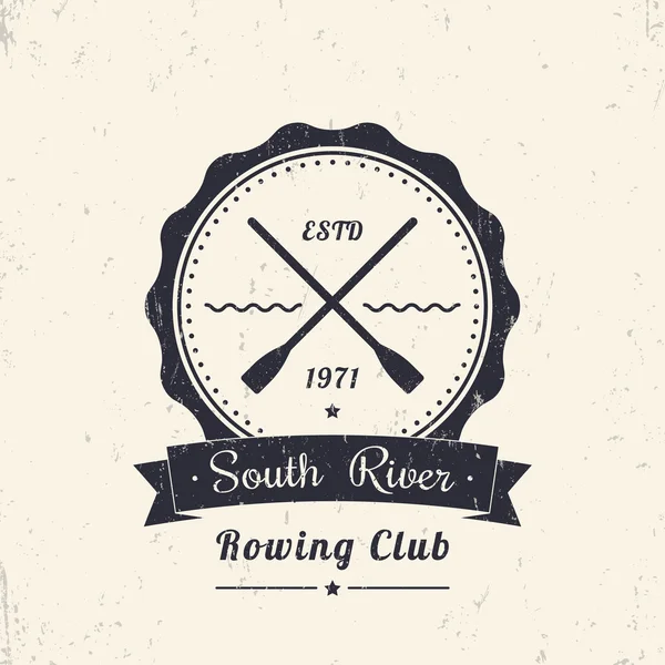 Rowing club vintage logo, badge, rowing club sign, white on dark ...