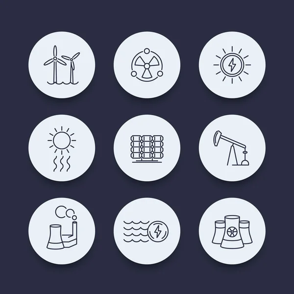 Power, energy production, energetics, nuclear energy thin line icons ...