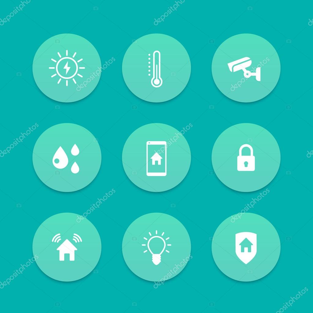 Smart house icons, cctv, security, signalling, light, temperature ...