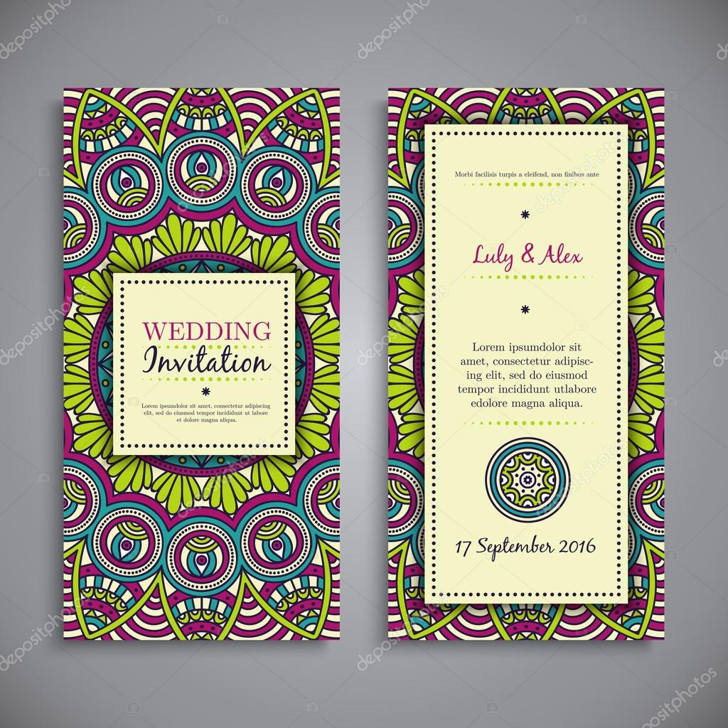 Wedding card or invitation. Vintage decorative elements. ⬇ Vector Image ...