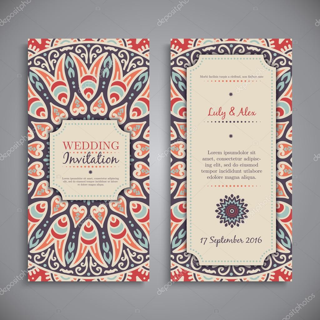 Wedding card or invitation. Vintage decorative elements. Stock Vector ...