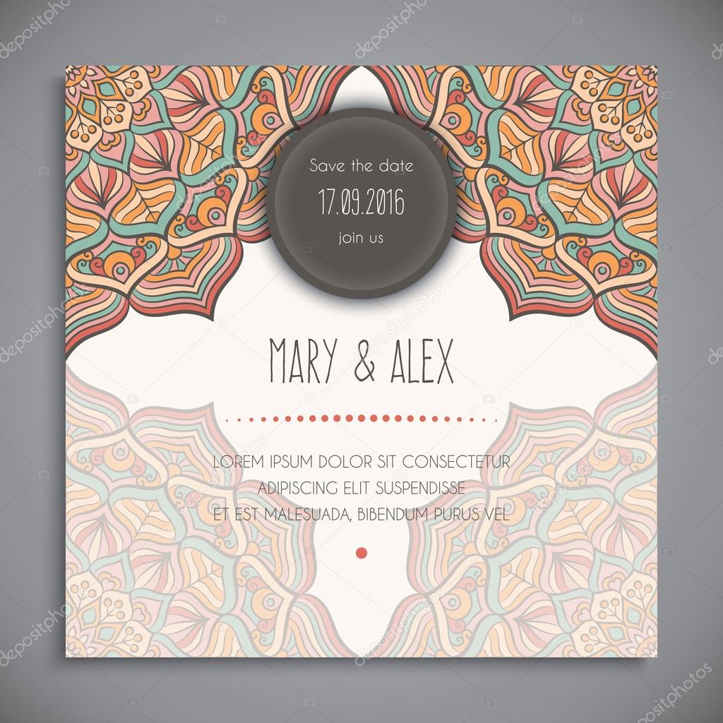 Wedding card or invitation. Vintage decorative elements. Stock Vector ...