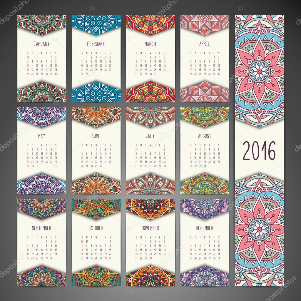 Calendar wtih mandalas Stock Vector Image by ©VikaSnezh #90574642