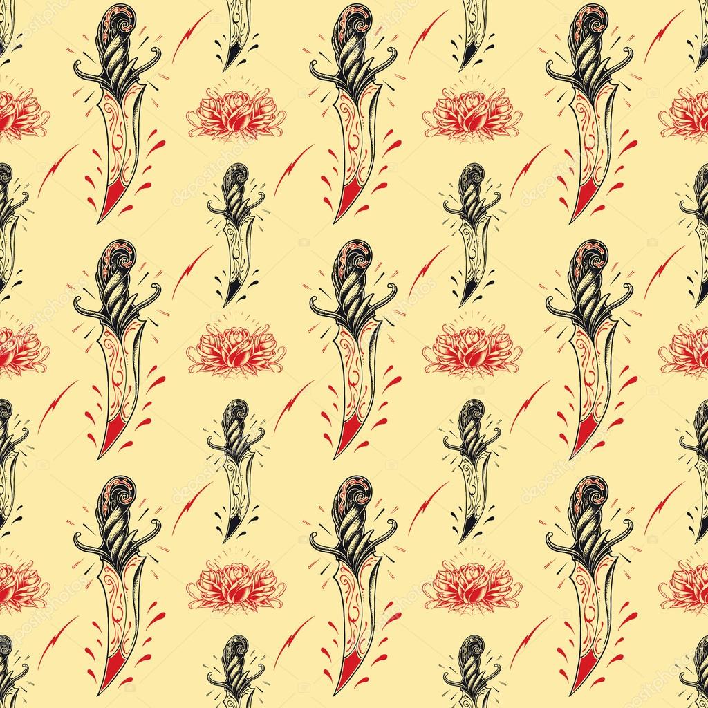 Tattoo seamless Pattern Stock Vector by ©13UG13th #61602579