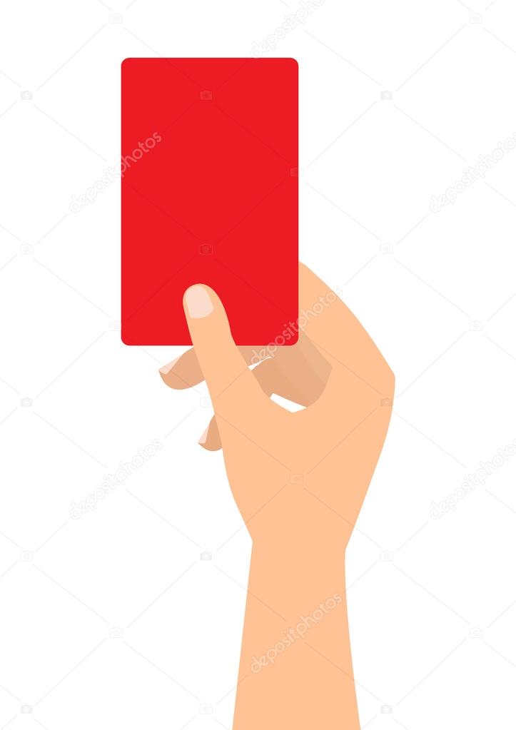 Football soccer referee hand with red card on white background. — Stock ...