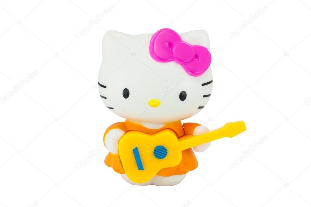 Hello kitty cat toy character play yellow guitar. – Stock Editorial ...