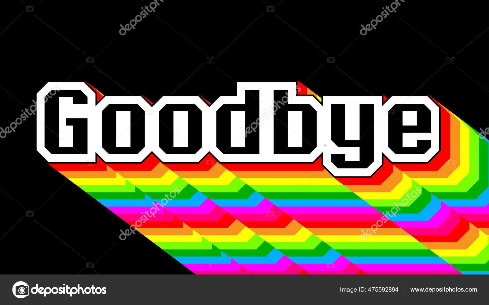 Word Goodbye Long Layered Multicolored Shadow Colors Rainbow Black ...