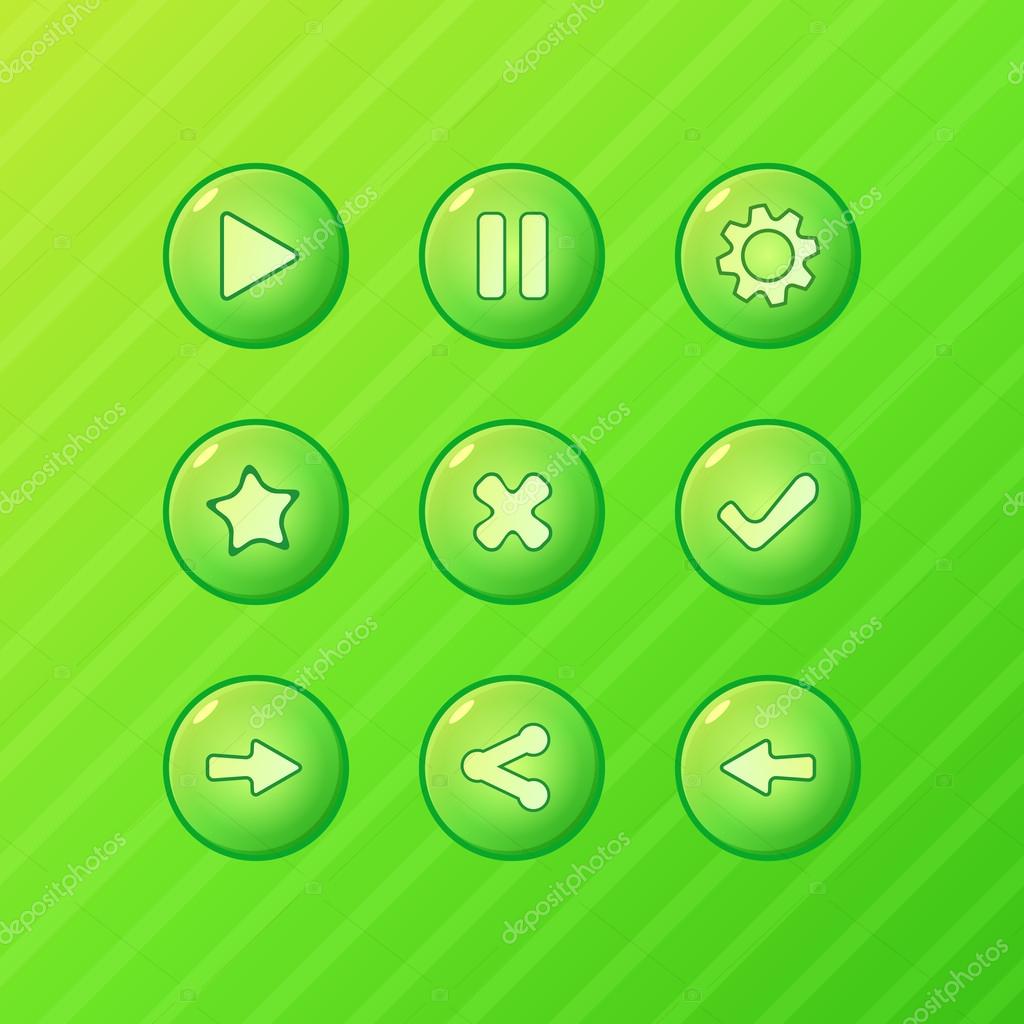 Green game UI - vector set of buttons for mobile game or app, yellow ... Green game UI - vector set of buttons for mobile game or app, yellow ...
