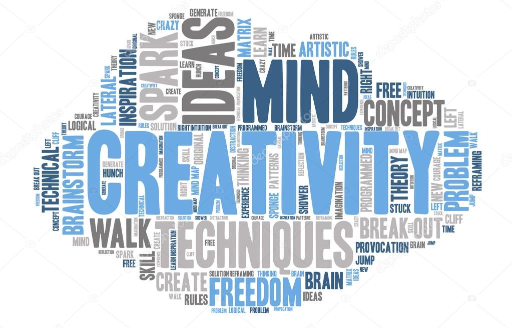 Word Cloud Creativity And Inspiration Cloud Shape Stock Vector