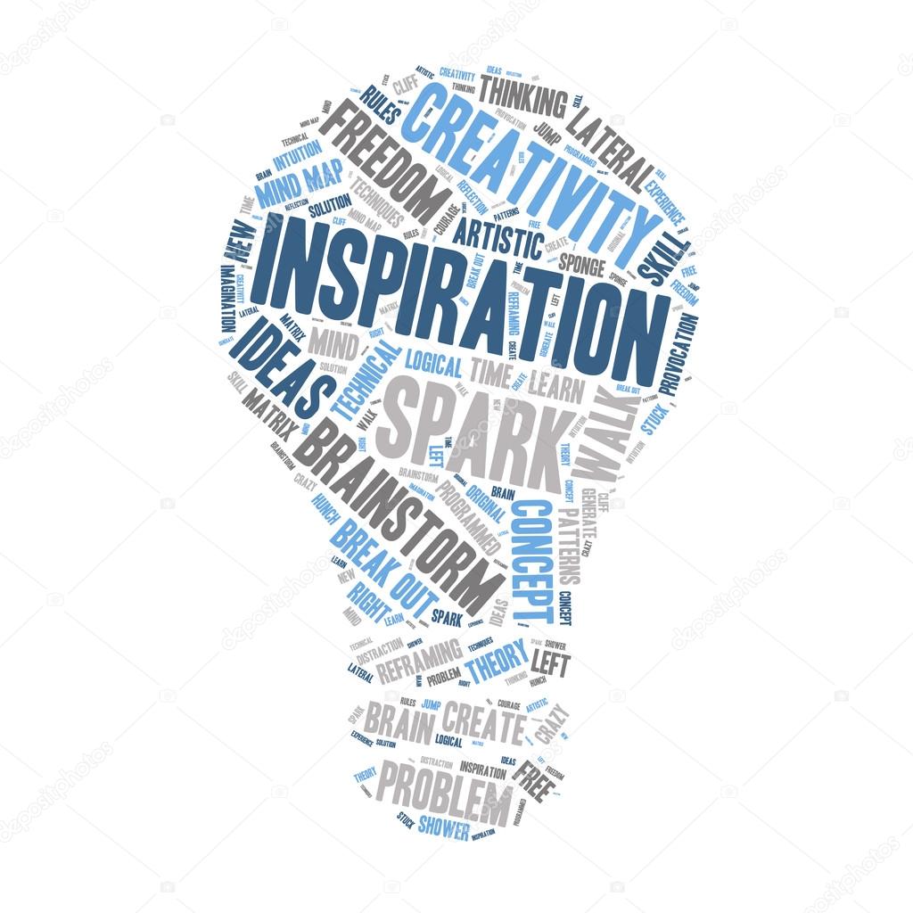 Word Cloud - Creativity and Inspiration - Light Bulb Shape Stock Vector ...