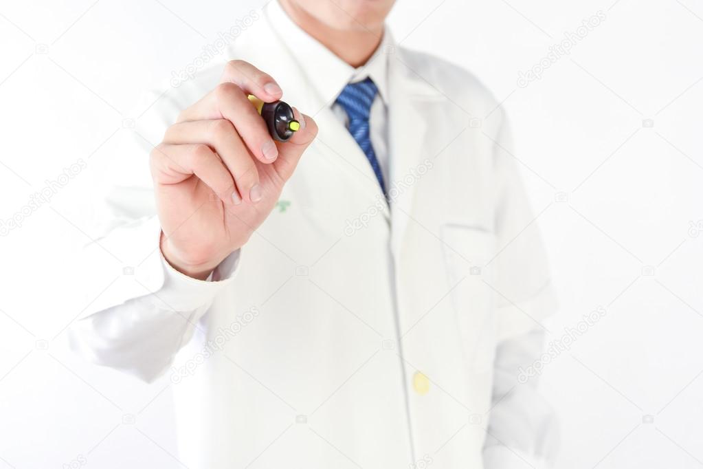 Doctor writing on glass board or virtual screen — Stock Photo ...