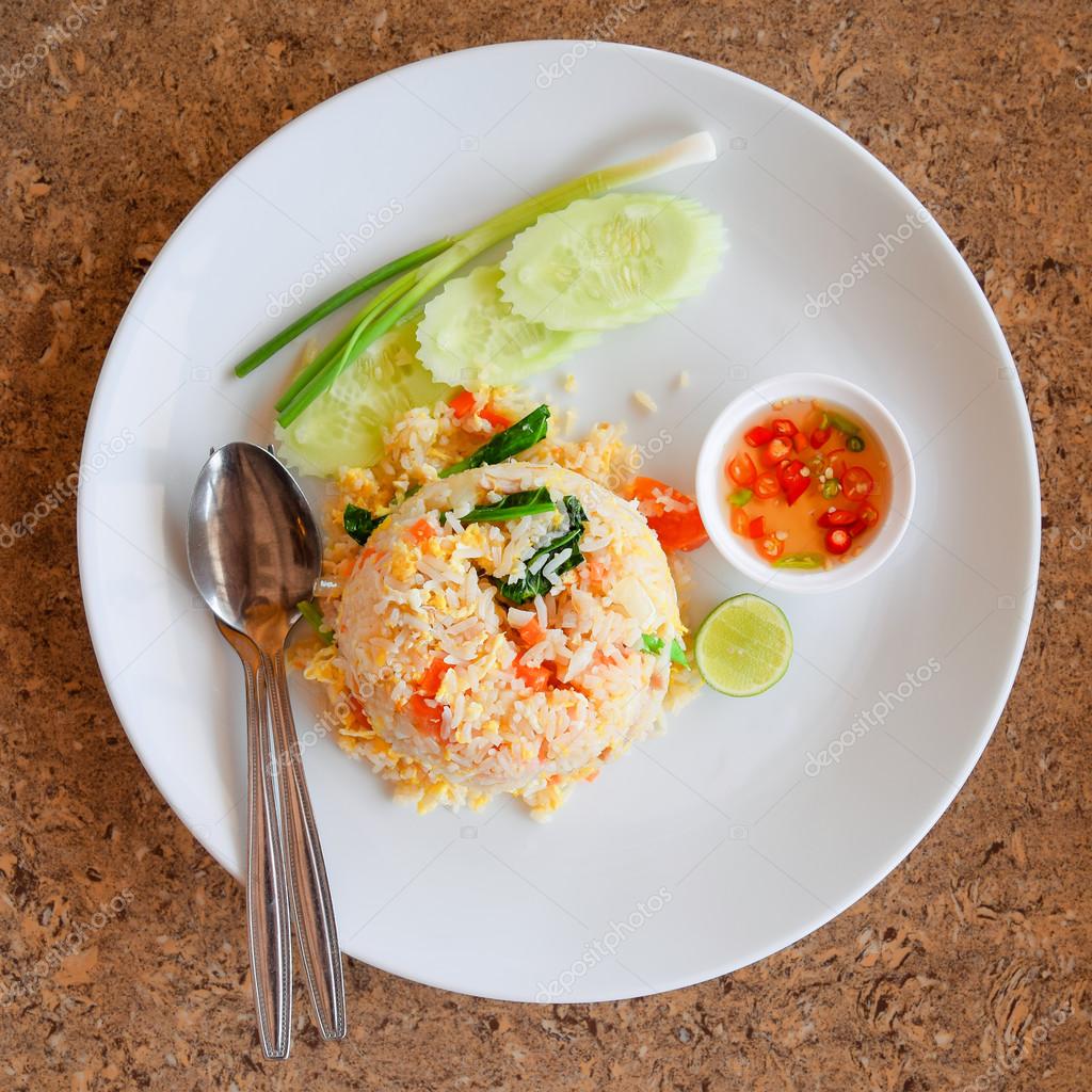 Top view of fried rice with chili fish sauce Stock Photo by ©jes2uphoto ...